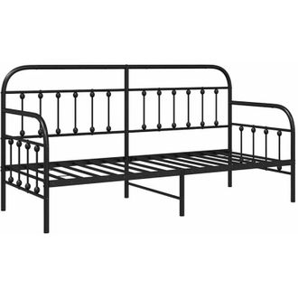 vidaXL Cadre de lit de jour avec t&ecirc;te de lit Noir 75 x 190 cm Acier Vidaxl