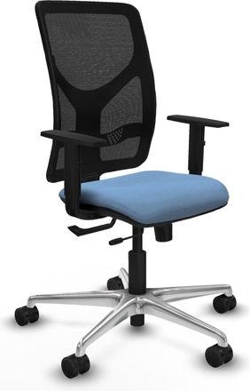 Piqueras y Crespo Schreibtischstuhl f&uuml;r Telearbeit, mit 1D-Armen, h&ouml;henverstellbare Lendenwirbelst&uuml;tze, ausgestattet mit Syncro/Traslack und Schneideschaum, Schwarz/Him