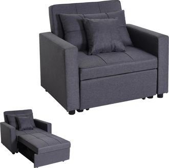 Mendler Schlafsessel HWC-L90, Klappsessel Schlafsofa G&auml;stebett Relaxsessel, Liegefl&auml;che 197x103cm Stoff/Textil - dunkelgrau