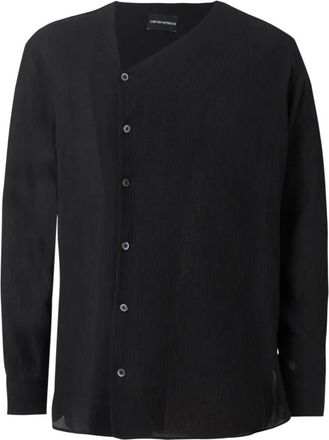 Emporio Armani Homme, Chemises, Noir, Taille: L Asymmetric Front-Button Shirt