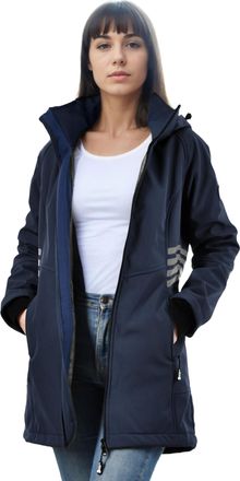 Arctic Seven Damen Softshelljacke (XS-5XL) mit Kapuze abnehmbar - Wasserabweisend, Atmungsaktiv, Fleece innen, Warme Jacke Frauen - AS-305 (XXL, Navy)