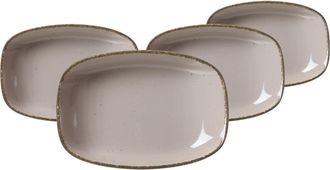 Ritzenhoff & Breker Suppenteller-Set Casa 4-teilig, 23 x 16 cm, Ovale Teller im Vintage-Look, Mix & Match-Geschirr, Spülmaschinenfest & Mikrowellengeeignet, Porzellan, No