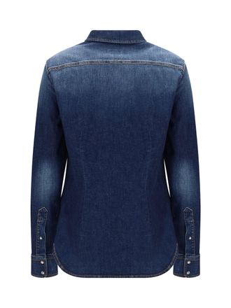 Jacob Cohen Womens Lightweight Denim Western Long Sleeve Shirt 200f Cotton