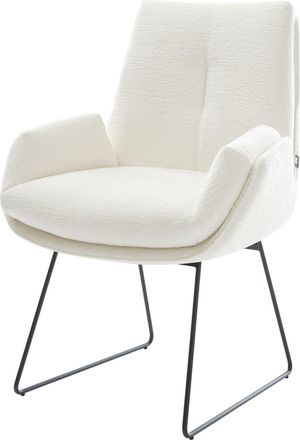 DELIFE Polsterstuhl Clea-Flex Kufengestell Schwarz Boucl&eacute; Soft Beige