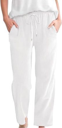 Generic Pantalon classique en velours côtelé à jambe droite pour femme - Taille élastique de couleur unie, pantalon de travail confortable et décontracté pour