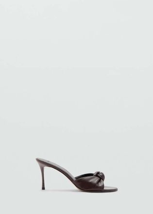 Mango Sandales talon aiguille avec naud chocolat - Femme - 35 - MANGO