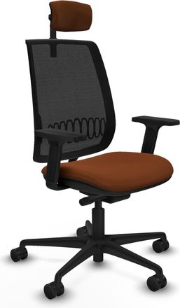 Piqueras y Crespo Ergonomischer Alars-Stuhl mit 2D-Armen, h&ouml;henverstellbare Lendenwirbelst&uuml;tze und h&ouml;henverstellbares Kopfteil, Schwarz / Braun