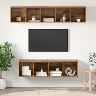 vidaXL Set Mobile Tv 4 Pz Legno Vecchio Legno Ingegnerizzato Vidaxl