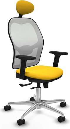 Piqueras y Crespo B&uuml;rostuhl mit 2D-Armen, h&ouml;henverstellbare Lendenwirbelst&uuml;tze und festes Kopfteil, ausgestattet mit Syncro/Traslack und injiziertem Schaumstoff, Wei&szlig;/G