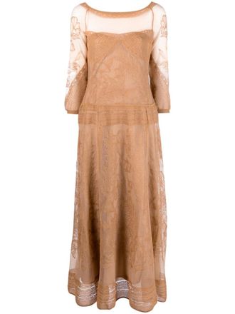 Alberta Ferretti robe courte &agrave; empi&egrave;cement en r&eacute;sille - Marron