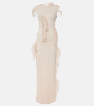 Acne Studios Robe longue Essica en coton mélangé à plumes