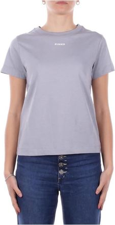 Pinko Pinko, Femme, Tops, Bleu, Taille: 38 FR T-shirt &agrave; logo appliqu&eacute;