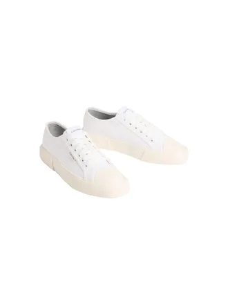 Calvin Klein Plateausneaker CALVIN KLEIN VULC LACE UP CANVAS, Damen, Gr. 38, wei&szlig;, Textil, unifarben, Schuhe Plateausneaker, Schn&uuml;rschuh, Canvas-Sneaker, Halbschuh