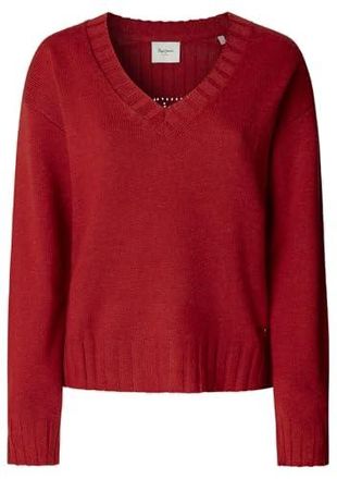 Pepe Jeans London Cherice V Neck Tricot, Rouge (Royal Red), M Femme
