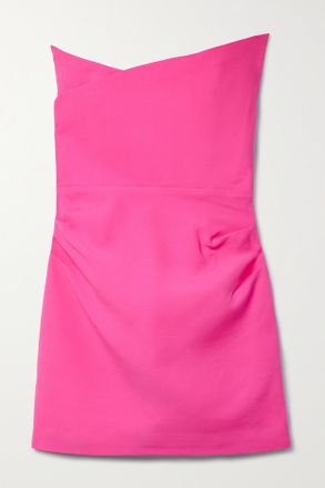 Roland Mouret Tr&auml;gerloses, Asymmetrisches Minikleid Aus Einer Woll-seidenmischung - Pink