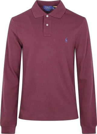 Polo Ralph Lauren Homme, Tops, Rouge, Taille: S Polo &agrave; Manches Longues en Coton Pima