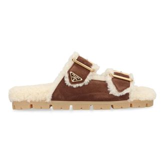 Prada Sandalen aus Wildleder und Shearling - - Shoes - Damen - Braun - 37 EU