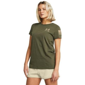 Under Armour T-shirt Freedom Banner pour femme, (393) Vert marine / / Sable du d&eacute;sert, Taille S