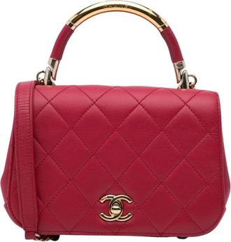 Chanel Pre-owned Mini Quilted Lambskin Carry Chic Flap Bag - Femme - Pre-owned - Rose - Taille: ONE Size