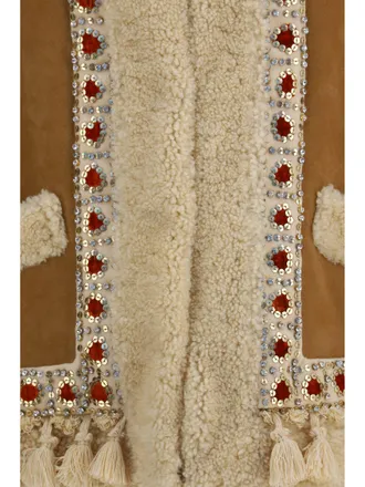 Valentino Womens Vest Suede And Fur Camel-Multicolour Lamb Leather Coat Camel/multicolour