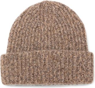 Soft Goat Ribbed-knit Beanie Hat