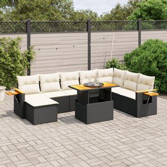 vidaXL Vidaxl - Set Divani Da Giardino 9 Pz Con Cuscini Nero In Polyrattan