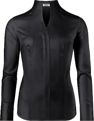 Vincenzo Boretti Chemisier, Modern-fit/légèrement cintré, col Calice, sergé - Facile à Repasser Noir 36