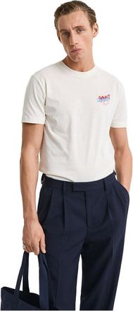 GANT Herren Placed Graphic Tshirt T-Shirt, Cream, Medium