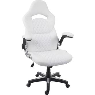 Hhg Chaise de bureau HHG-571 chaise pivotante, fauteuil directorial, similicuir, blanc