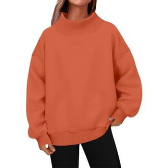 Generic Sweat-shirt pour femme - Couleur unie - Haut surdimensionn&eacute; - Col rond - Manches longues - Automne - Hiver - D&eacute;contract&eacute; - Confortable - Tendance - Co