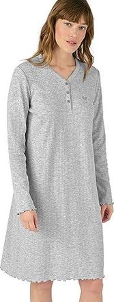 Damart Chemise de Nuit Maille côtelée Femme Gris Chiné Taille 54-56 (XXL)