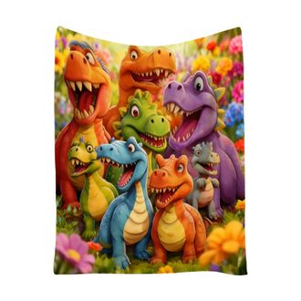 Generic Dinosaurier-Decke für Jungen - weiche, leichte Decke, atmungsaktiver Überwurf, niedliches Cartoon-Design, warme Bettdecke für Mädchenzimmer, Sommer, W