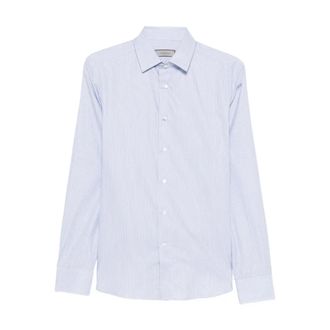 Canali Blau Gestreiftes Hemd - - Shirts - Herren - Blau - M