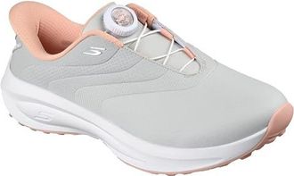 Skechers GO Chaussures de Golf synth&eacute;tiques pour Femme avec Fermeture &agrave; Cadran sup&eacute;rieur, Coupe torsad&eacute;e, Gris Clair/Rose, Pointure 39