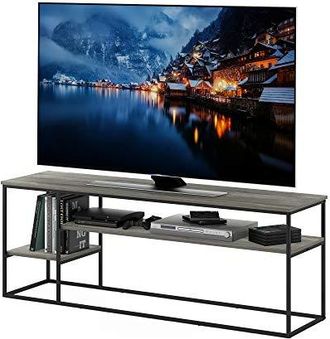 Furinno Moretti Modern Lifestyle TV-St&auml;nder f&uuml;r Fernseher bis zu 65 Zoll, franz&ouml;sisches Eichengrau
