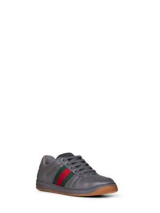 Gucci Mens Sneakers Screener Dark Grey Leather Calf Trainers