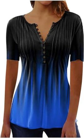 Generic Femme Tee Shirt Coton Loisirs Blanc T-Shirt Top 3/4 Manches D&eacute;t&eacute; Lache Basique Tshirt Sport Confortable &Agrave; Col en V Haut Tunique Manches 3/4 Casual Tee