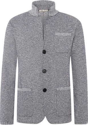 Maurizio Baldassari Cardigan in Sakko-Optik mit Moulin&eacute;-Baumwolle und Stehkragen in