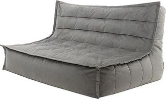 Icon Brand Kota XXL Sitzsack Sofa f&uuml;r Erwachsene, Dunkelgrau, Flauschiger Samtstoff, 2-3 Sitzer, Bequemer Bean Bag Sofa mit F&uuml;llung, Relaxsessel, Lounge, Wohnzim
