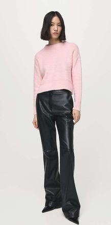 Mango Pull-over maille col montant rose p&acirc;le - Femme - S - MANGO