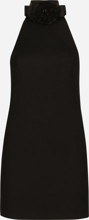 Dolce & Gabbana Kurzes Kleid Aus Wolle In Leinwandbindung Mit Rückenausschnitt - Frau Kleider Schwarz 38