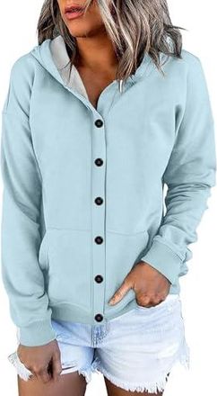 Generic Sweat &agrave; capuche avec poches pour femme - Sweatshirts longs pour plus femmes UK - Sweatshirts unis sans capuche - V&ecirc;tements de sport - Automne - Hiver 