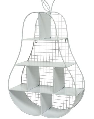 Kaemingk dekoratives ausgefallenes Wandregal Dekoregal in Form eines Apfels oder als Birne Metall weiß (Birne)