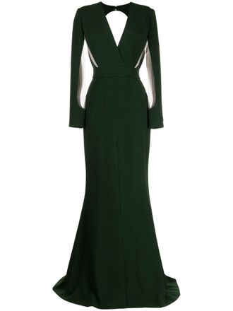 Elie Saab robe longue &agrave; d&eacute;tails de d&eacute;coupes - Vert