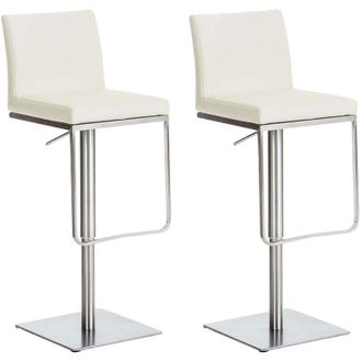 Clp 2er Set Barhocker Panama Kunstlederbezug creme edelstahl
