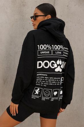 Worldclassca Hoodie Worldclassca Oversized DOG MUM Print Hoodie Kapuzenpullover Sweatshirt Print DOG MUM 100% LOVE WALKING