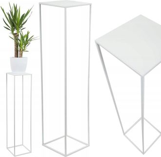 HowHomely Blumenst&auml;nder Metall Wei&szlig; 100 cm Hoch - Solider und Robuster Blumenhocker Metall - Pflanzenst&auml;nder f&uuml;r die Dekoration in Wohnzimmer Schlafzimmer oder 