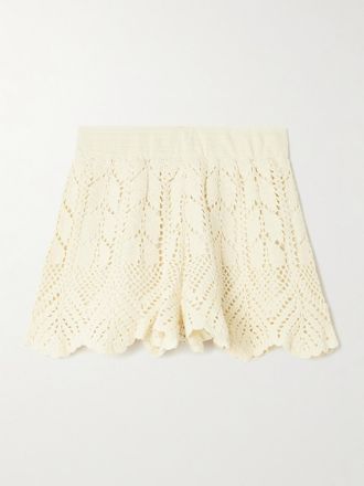Zimmermann Awaken Shorts Aus Geh&auml;kelter Baumwolle Mit Wellenkanten - Creme