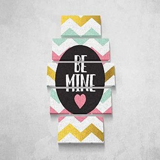 Homemania HM205PKNV-104 Goldbild, 5 Stück, Zitate, für Wohnzimmer, Schlafzimmer, Mehrfarbig, Polyester, Holz, 100 x 3 x 60 cm