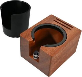 Generic Station de tampage en bois avec support pour tampon &agrave; expresso et &eacute;vier profond pour outils expresso Barista - Convient aux porte-filtres de 51 mm, 53